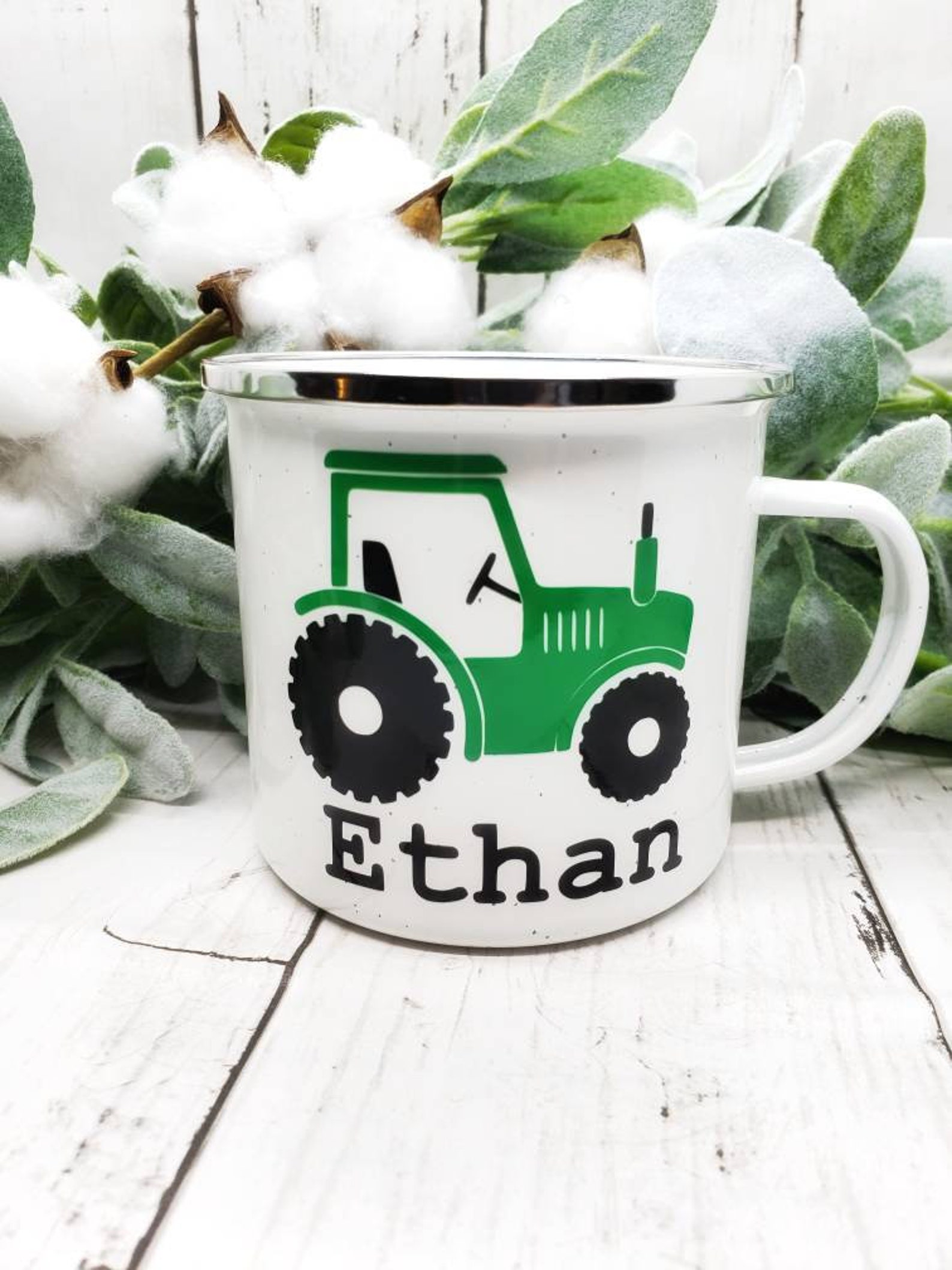 Personalized Tractor Mug: Green Tractor Cup - Etsy