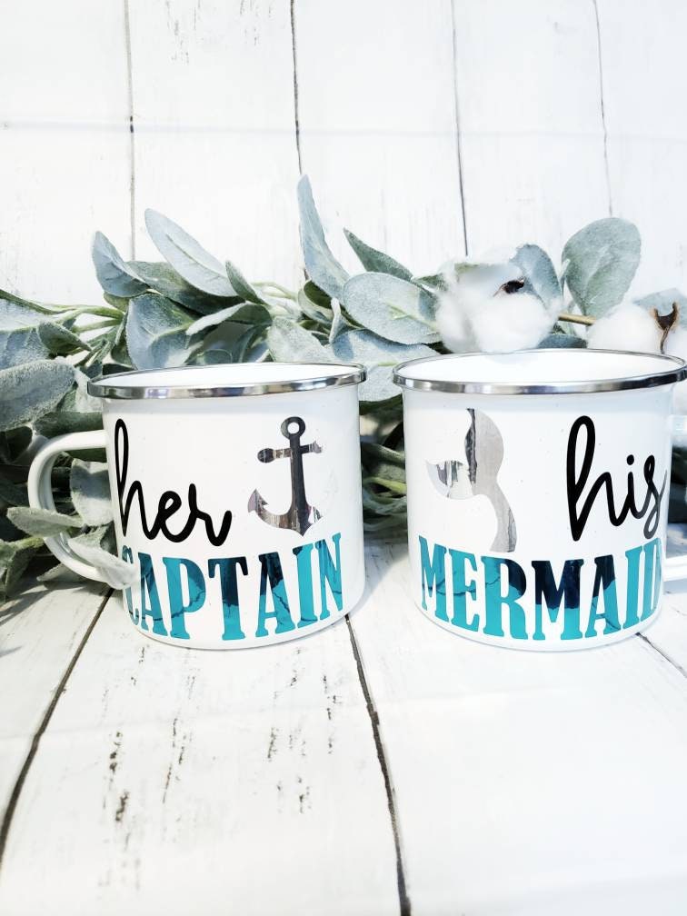 Her Captain His Mermaid Couples Mugs Campfire Mug Set | Etsy