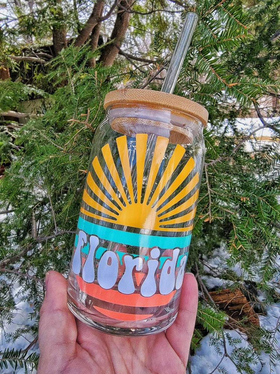 Retro Florida Cup, Retro Florida Beer Can Glass With Lid, Retro Coffee ...