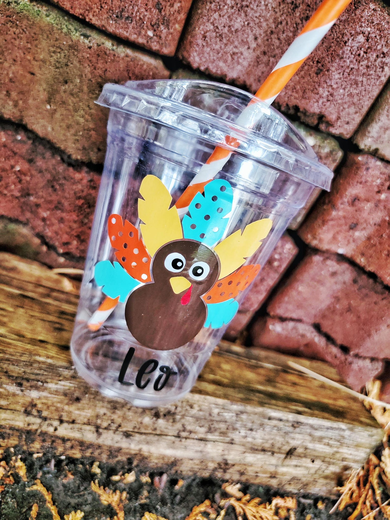 Personalized Thanksgiving Turkey Spill Proof Cup and Straw - Etsy
