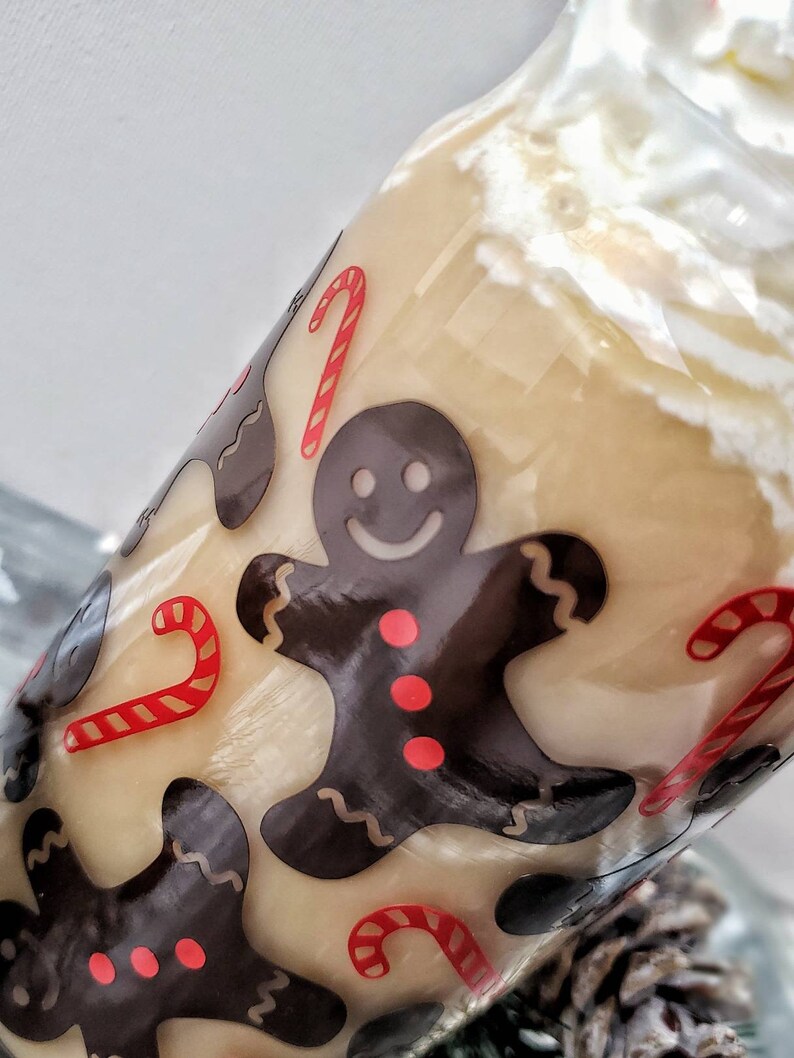 Gingerbread Man Beer Can Glass Christmas Glass Can Christmas - Etsy