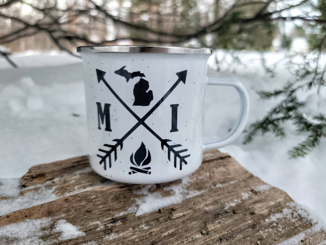 Michigan Enamel Campfire Mug, Great Lakes State, Michigander Gift - Etsy