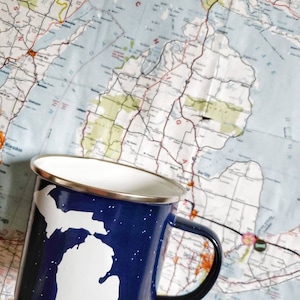 Michigan Coffee Mug, Blue Great Lakes State Coffee Mug, Michigan Coffee ...