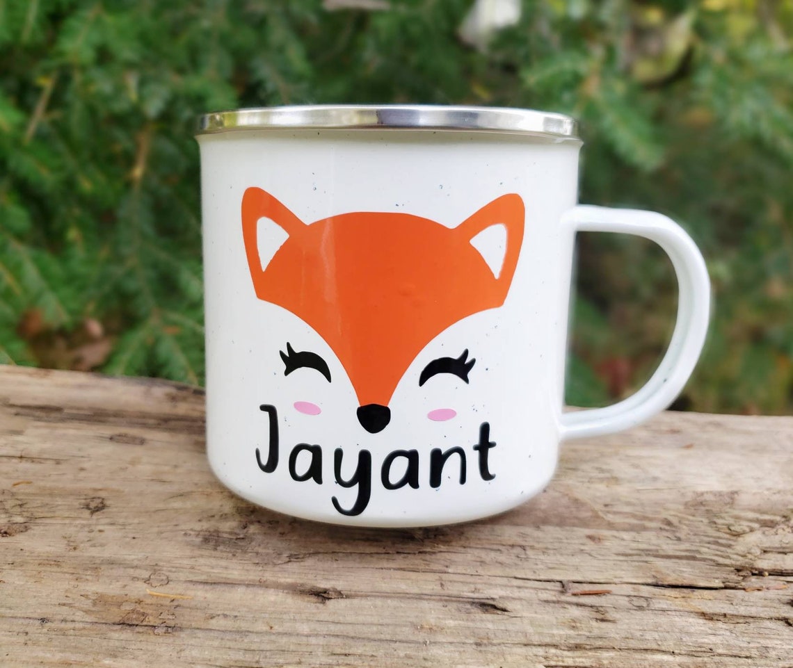 Fox Mug With Name Fox Mug Personalized Fox Mug Fox Campfire - Etsy