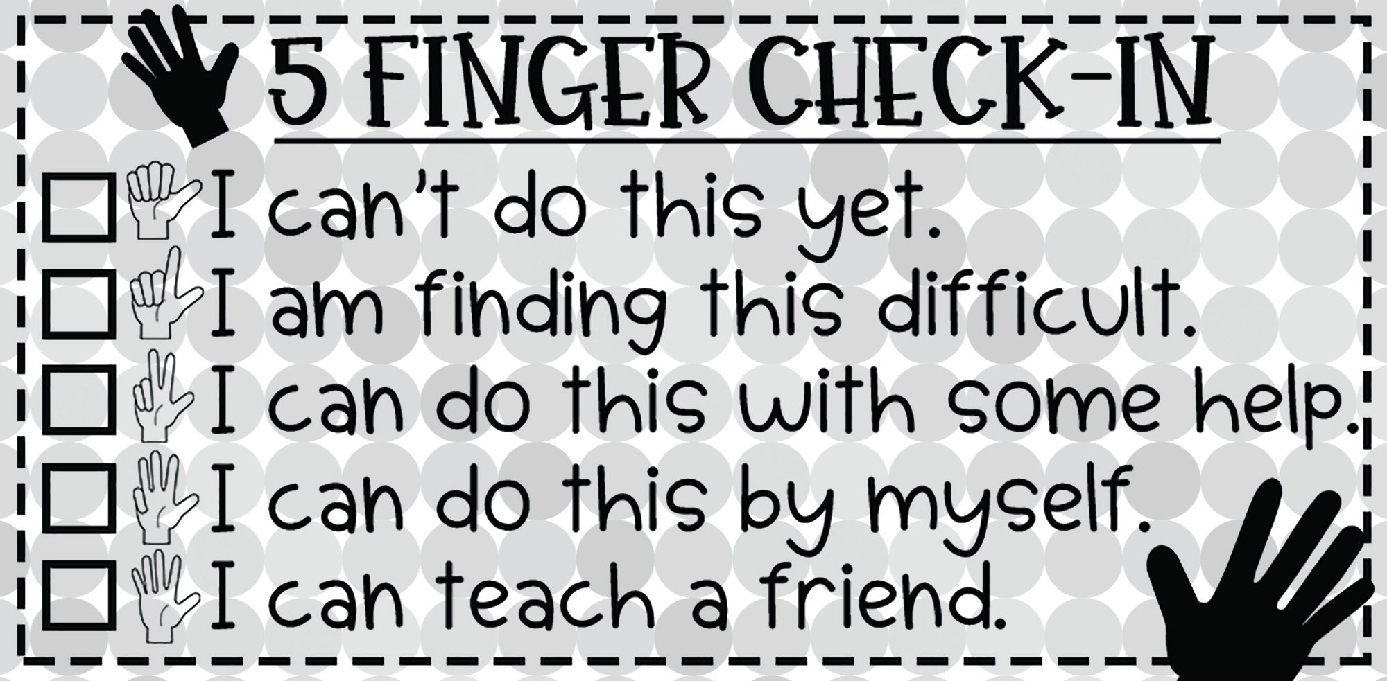 5 Finger Check-in Checklist Large Self-inking Teacher Stamp - Etsy