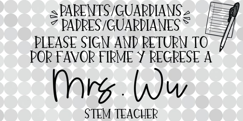 LARGE Parents/padres Please Sign & Return ENGLISH and - Etsy