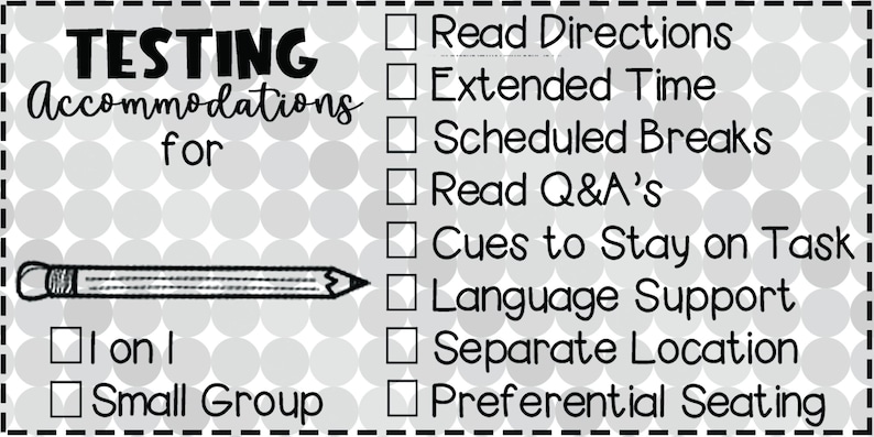 LARGE Testing Accommodations Checklist Self-inking Teacher Stamp - Etsy