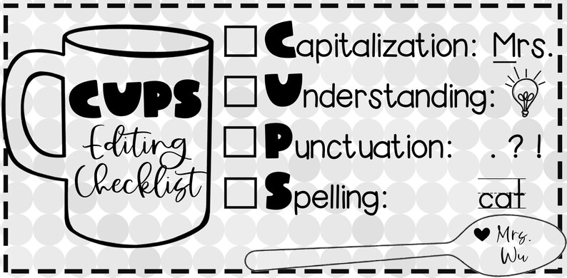 LARGE CUPS Editing Checklist Self-inking Teacher Stamp - Etsy