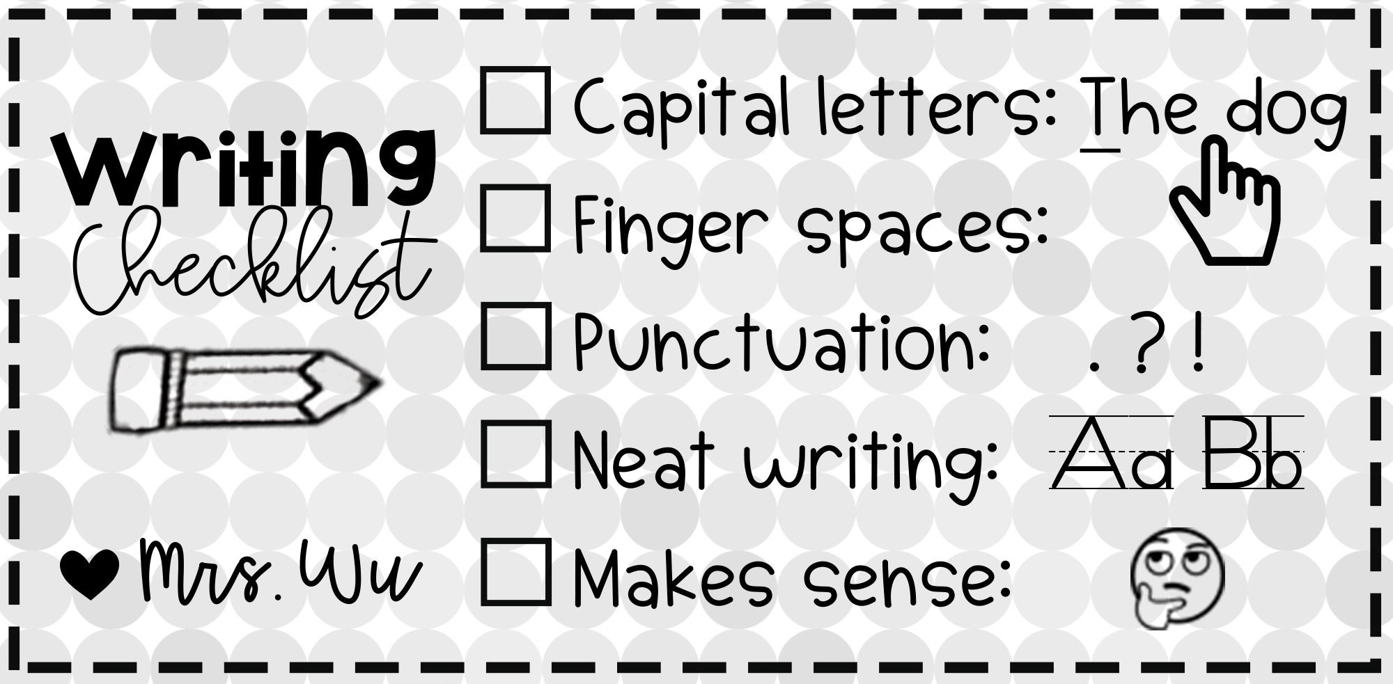 Large PRIMARY Personalized Writing Checklist Self-inking - Etsy