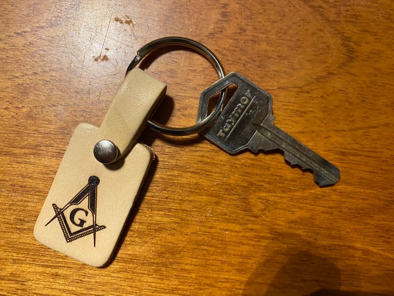 Masonic Leather Keychain | Etsy