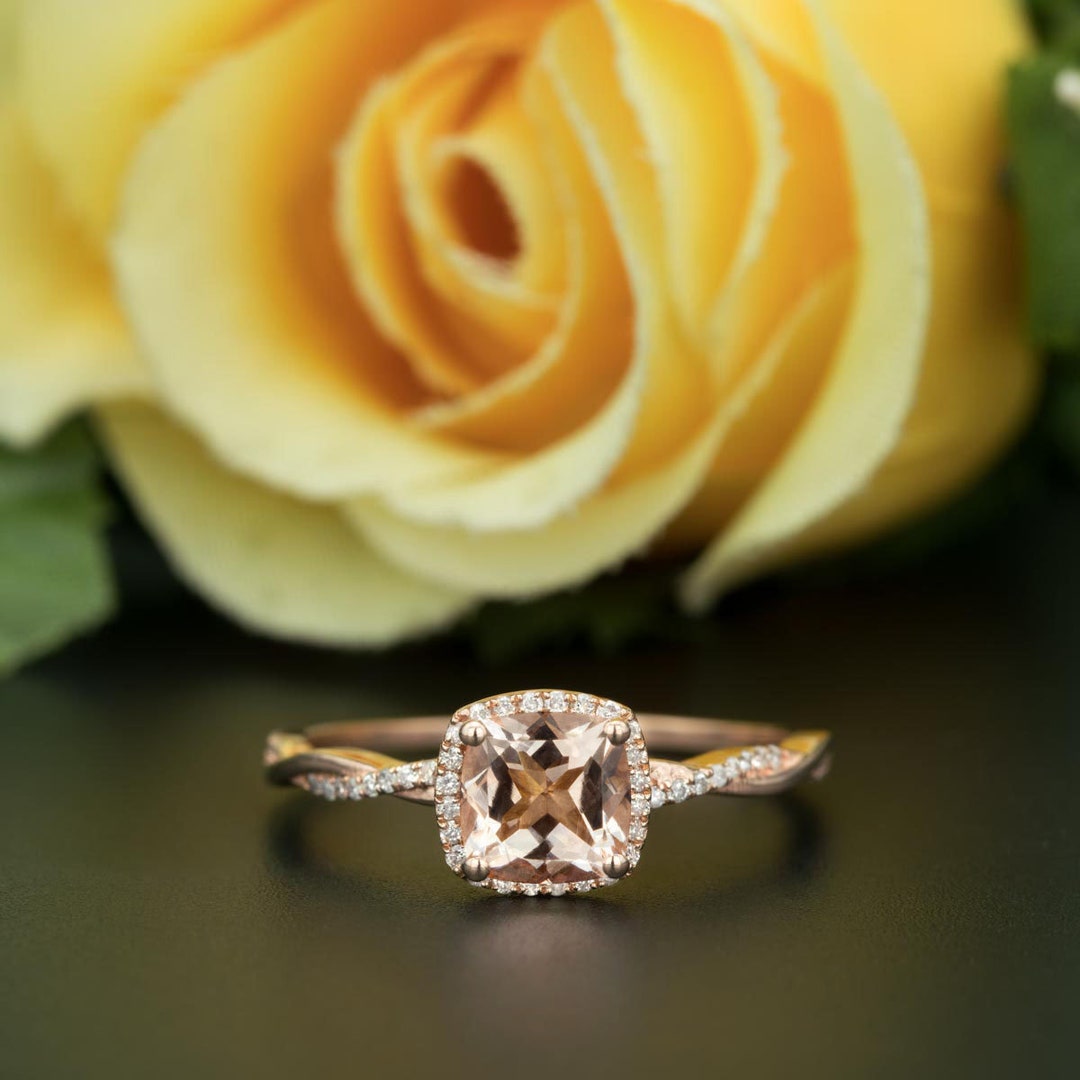 Real 14K Solid Rose Gold Natural 1.50 Carat Morganite Real - Etsy