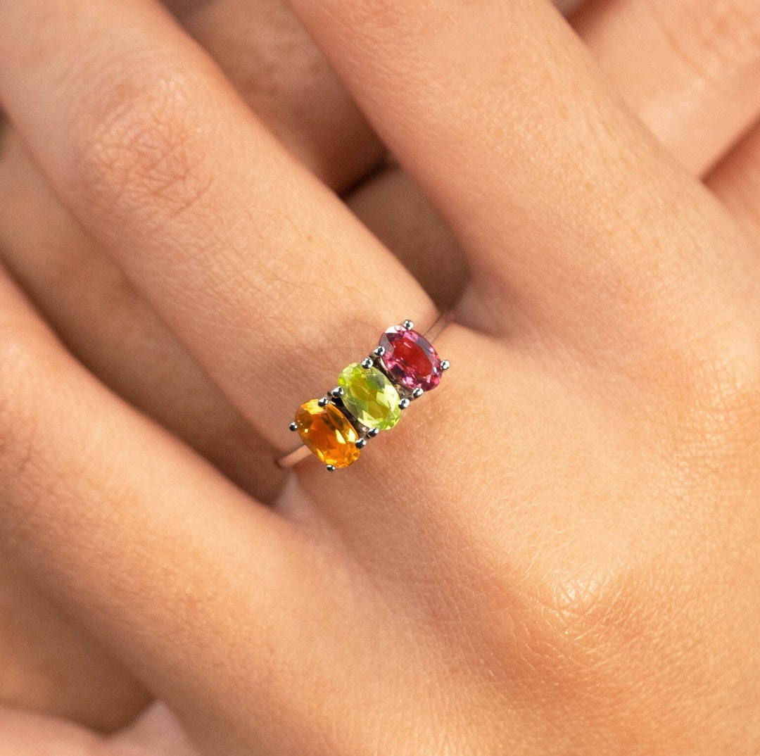 Oval Birthstone Ring,personalize Jewelry, Customized Gift for Mom ...