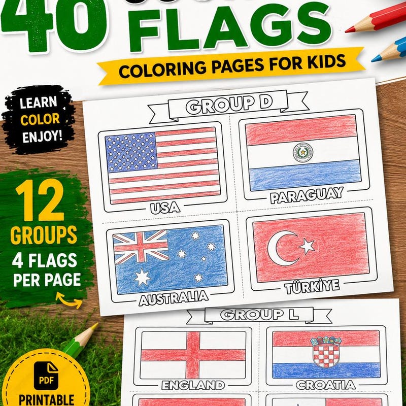 World Cup Flag Colouring - Etsy UK