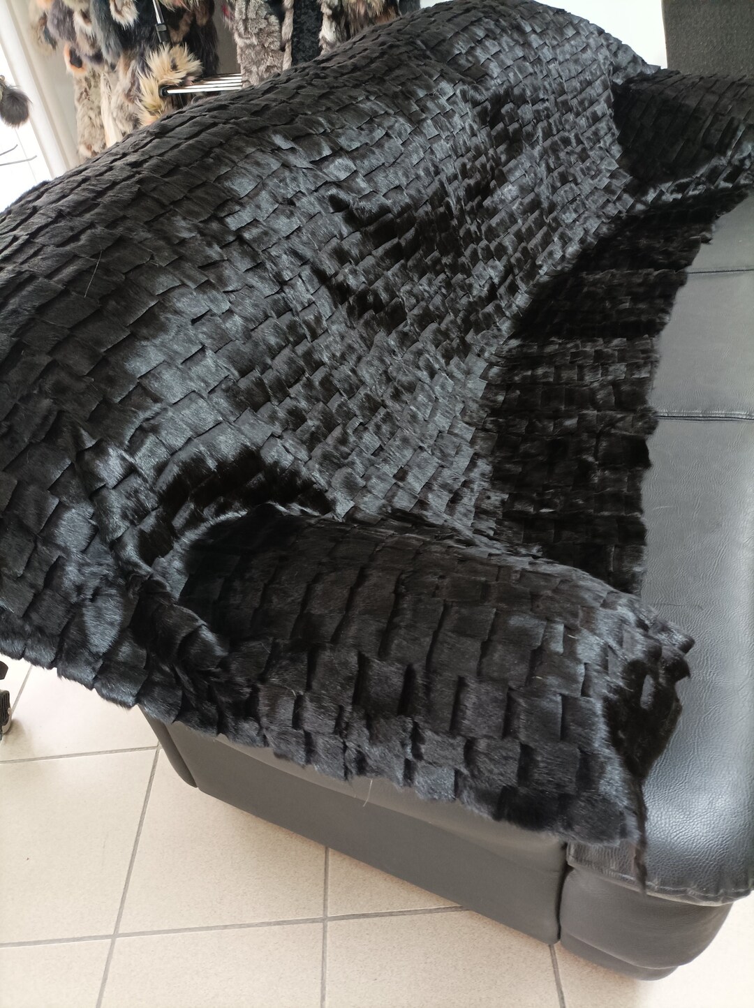 Real Martin Fur Shorn With Patterns Blanket Throw Black Color - Etsy