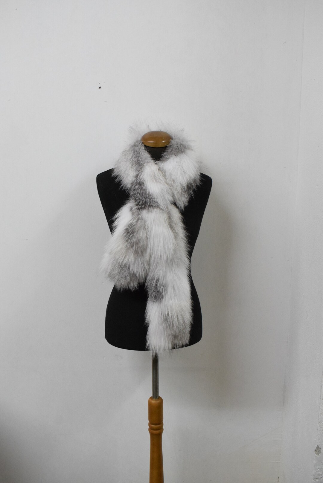 Fur Fox Long Scarf Platinum White Gray Color, Winter Warm Accessories ...