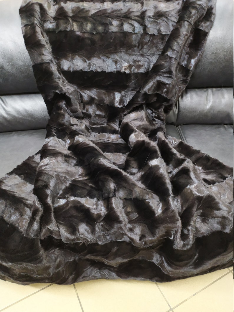 Real Mink Fur Blanket Throw Black Color, Home Warmer - Etsy