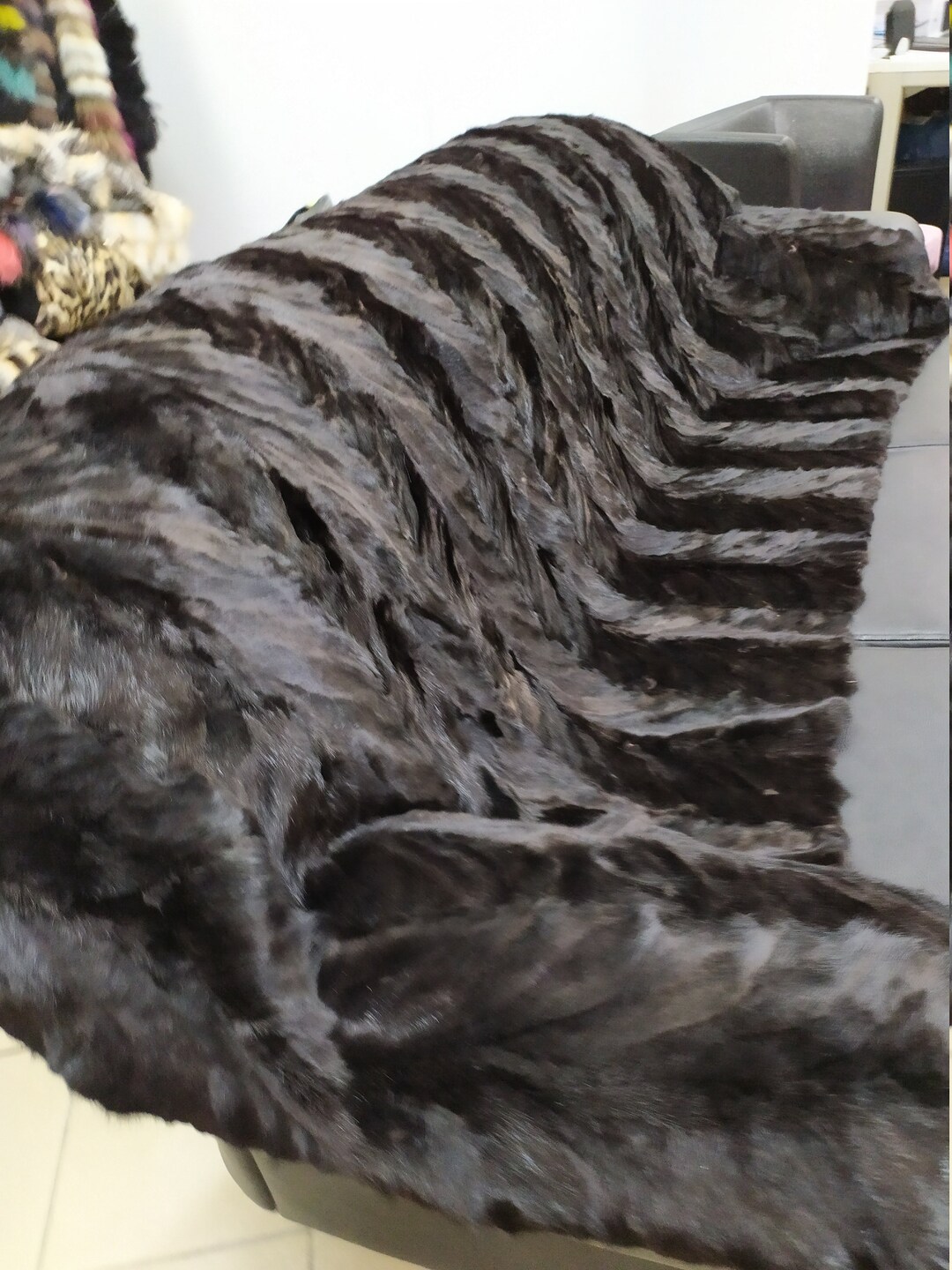 Real Mink Fur Blanket Throw Black Color, Home Warmer - Etsy