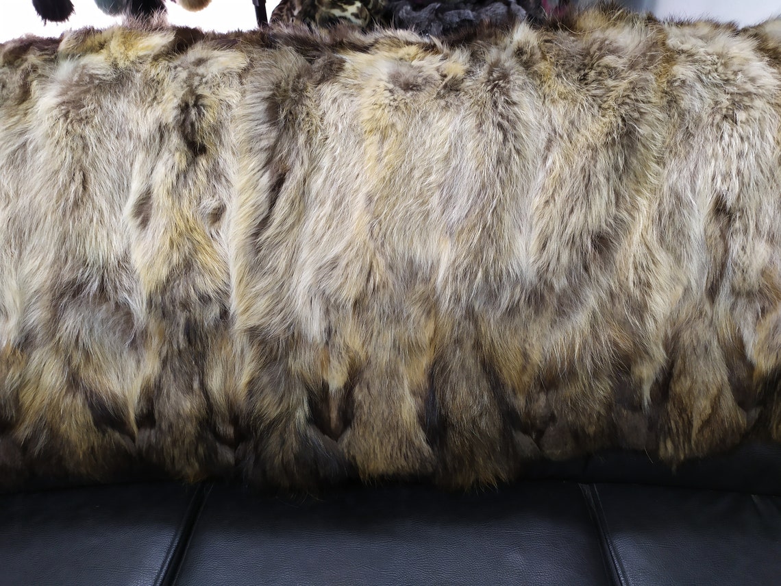 Real Finn raccoon fur blanket throw natural color Home warmer | Etsy
