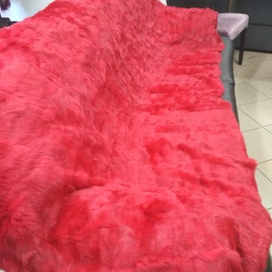 Real Rabbit Fur Blanket Throw Red, Home Warmer - Etsy