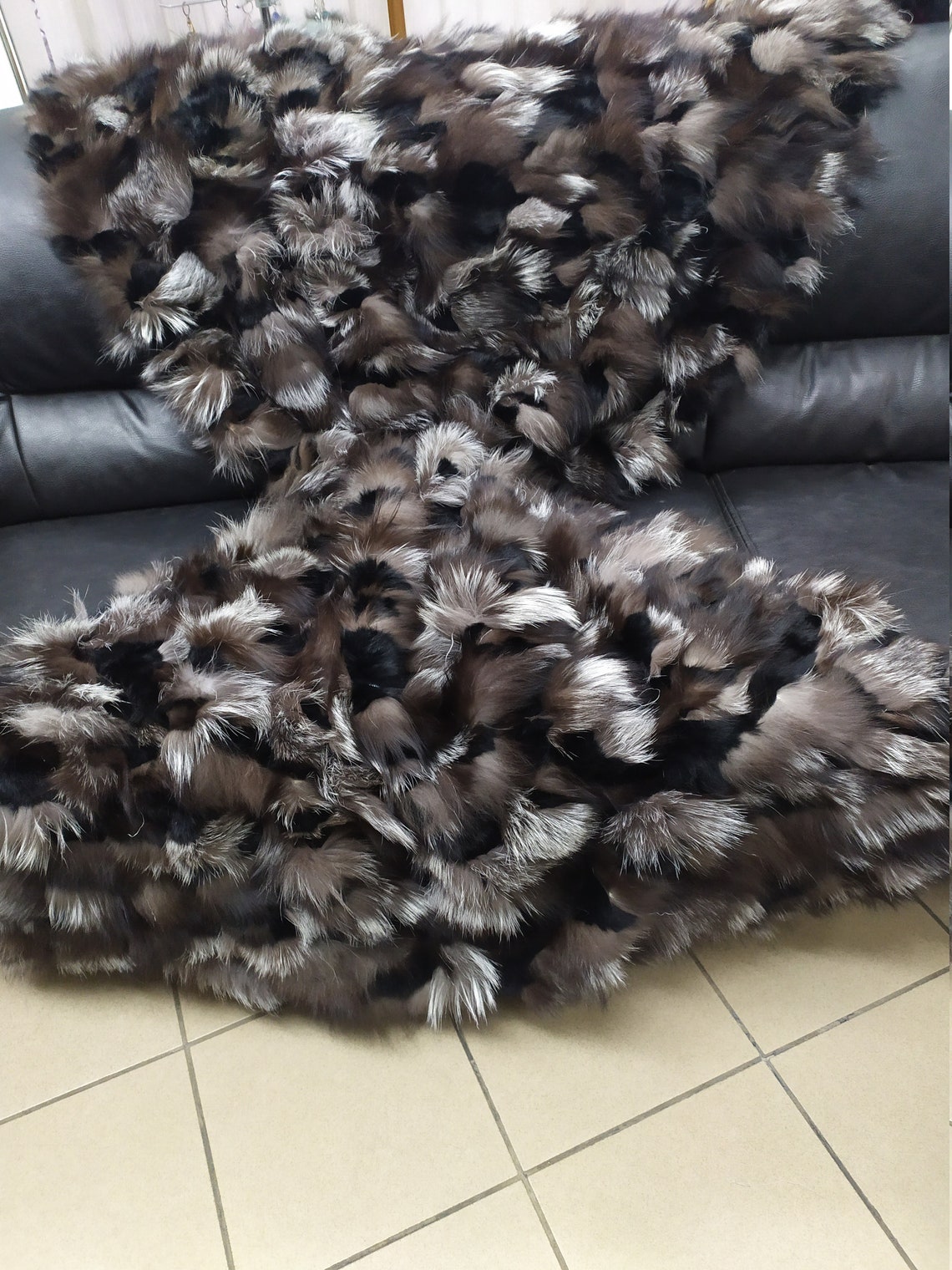 Real Fox and Rex Rabbit Fur Blanket Throw Silver and Black - Etsy
