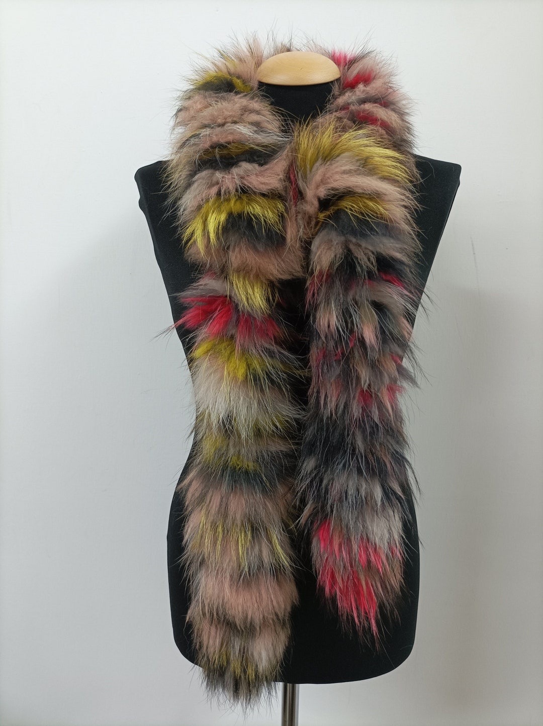 Fur Scarves, Fur Scarf Womens,finn Raccoon Fur Scarf,multicolor Long ...