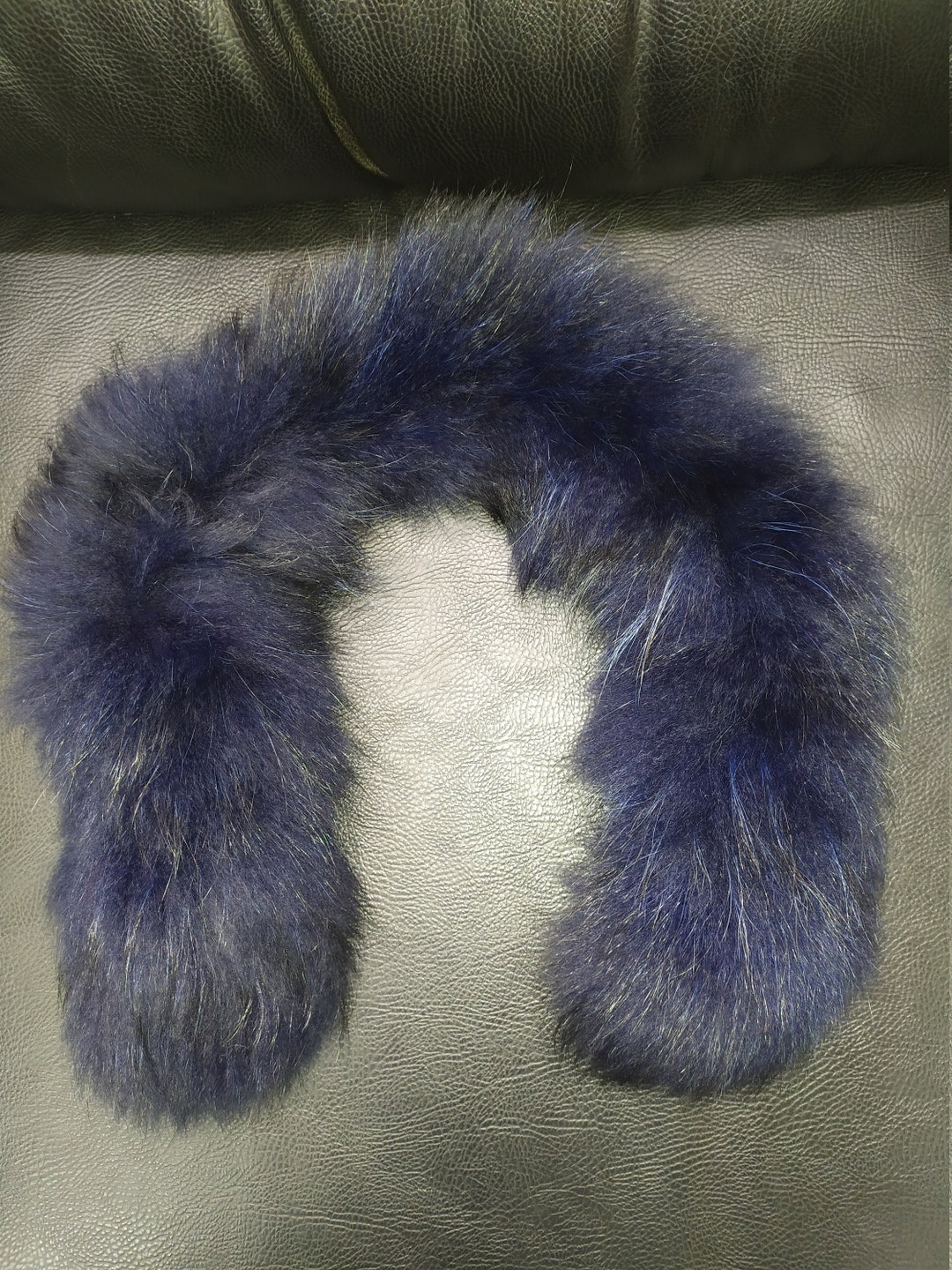 Real Fox Hood Trim, Fur Collar, Dark Blue Fox Fur Hood Trim, Fur Scarf ...