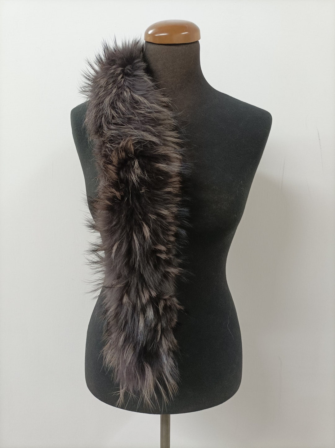 Fur Hood Trim, Real Finn Raccoon Hood Trim, Dark Gray Color, Fur Collar ...