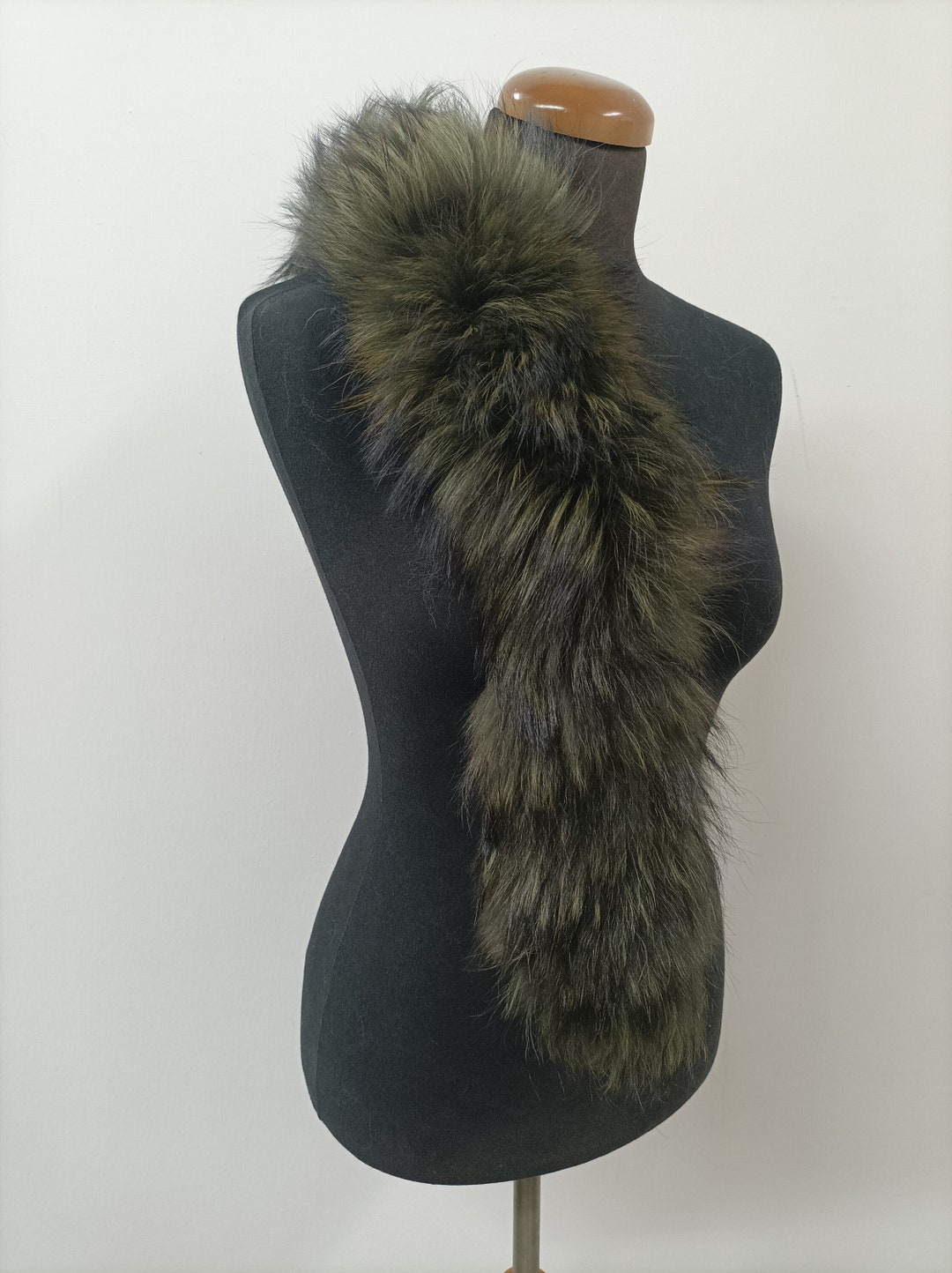 Fur Hood Trim, Real Finn Raccoon Hood Trim,green Color, Fur Collar, Fur ...