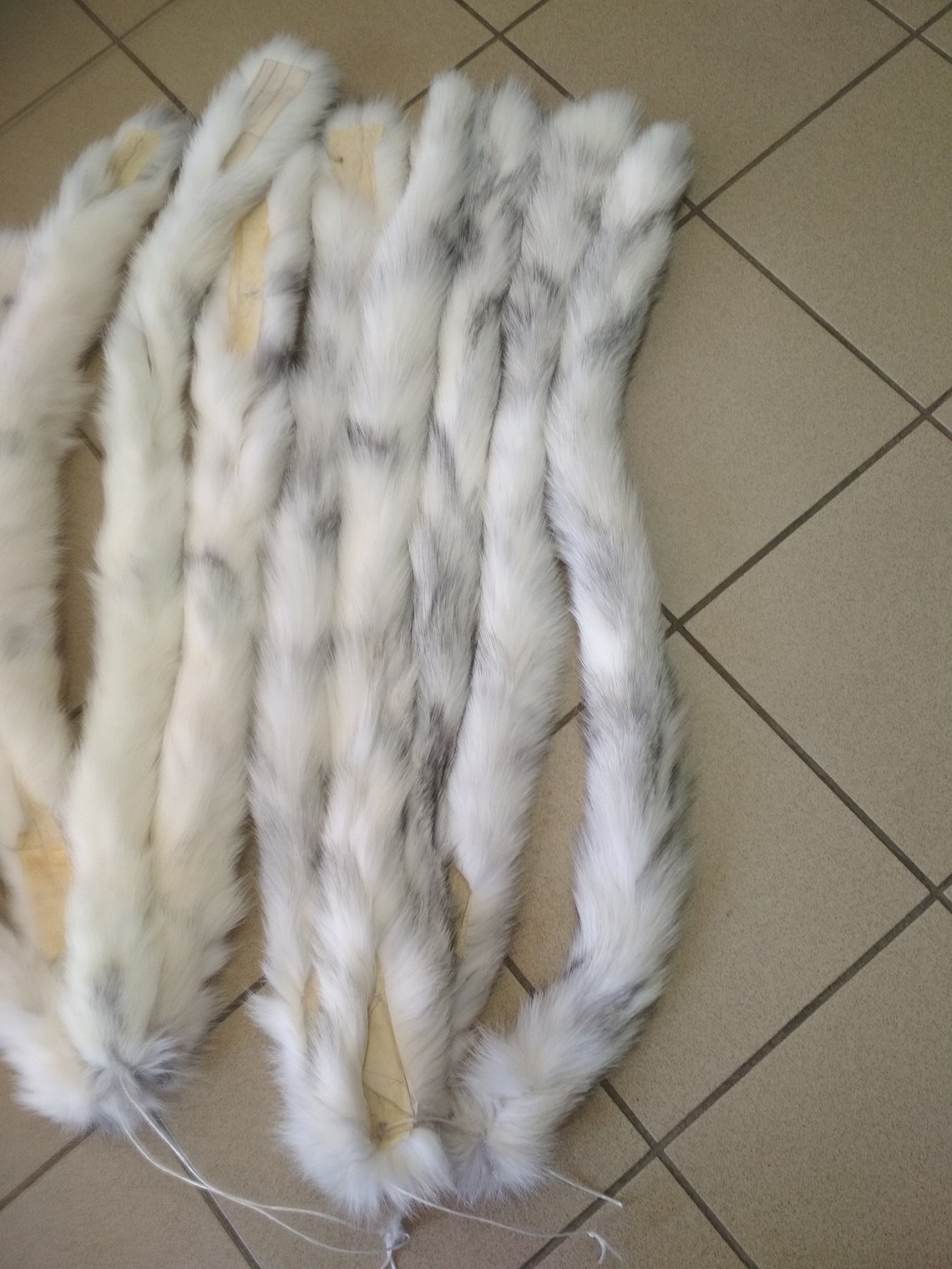 Fur white and silver Fox fluffy stripes trims diy crafts use | Etsy