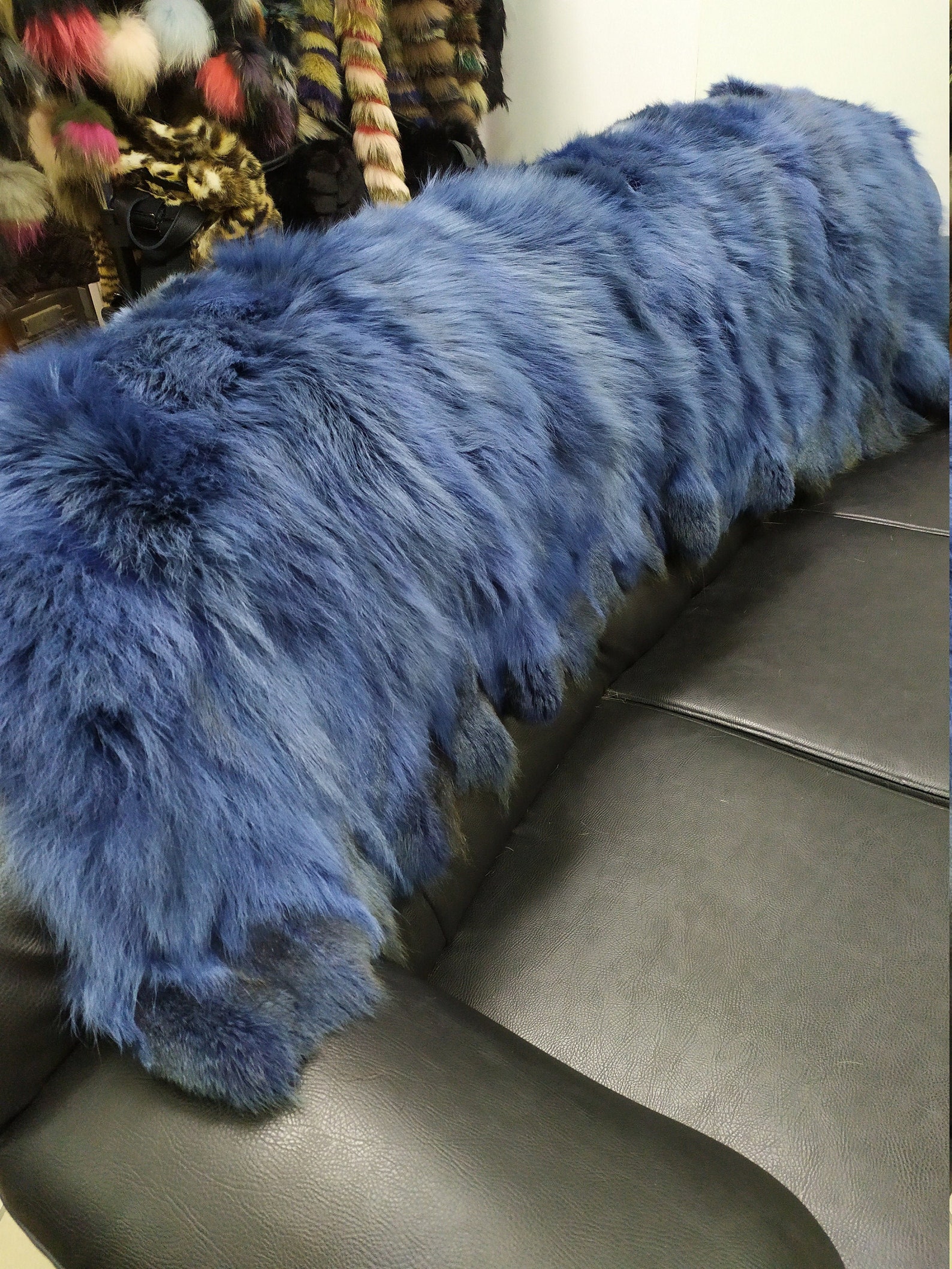 Real Coyote Fur Blanket Throw Cyan Color Home Warmer | Etsy