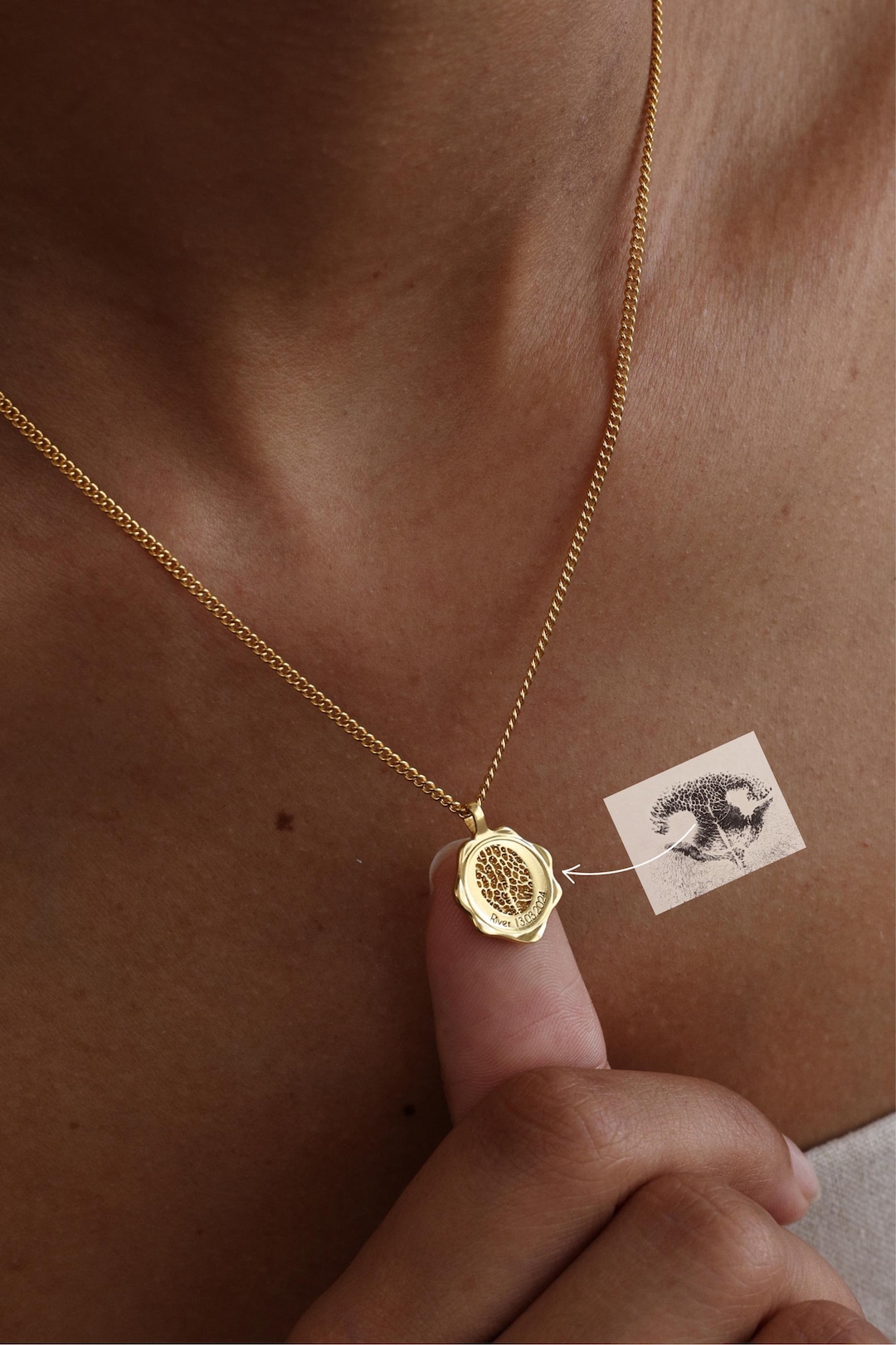 Retro Necklace With Detailed Nose Print by Lynn Minimalist | Custom ...