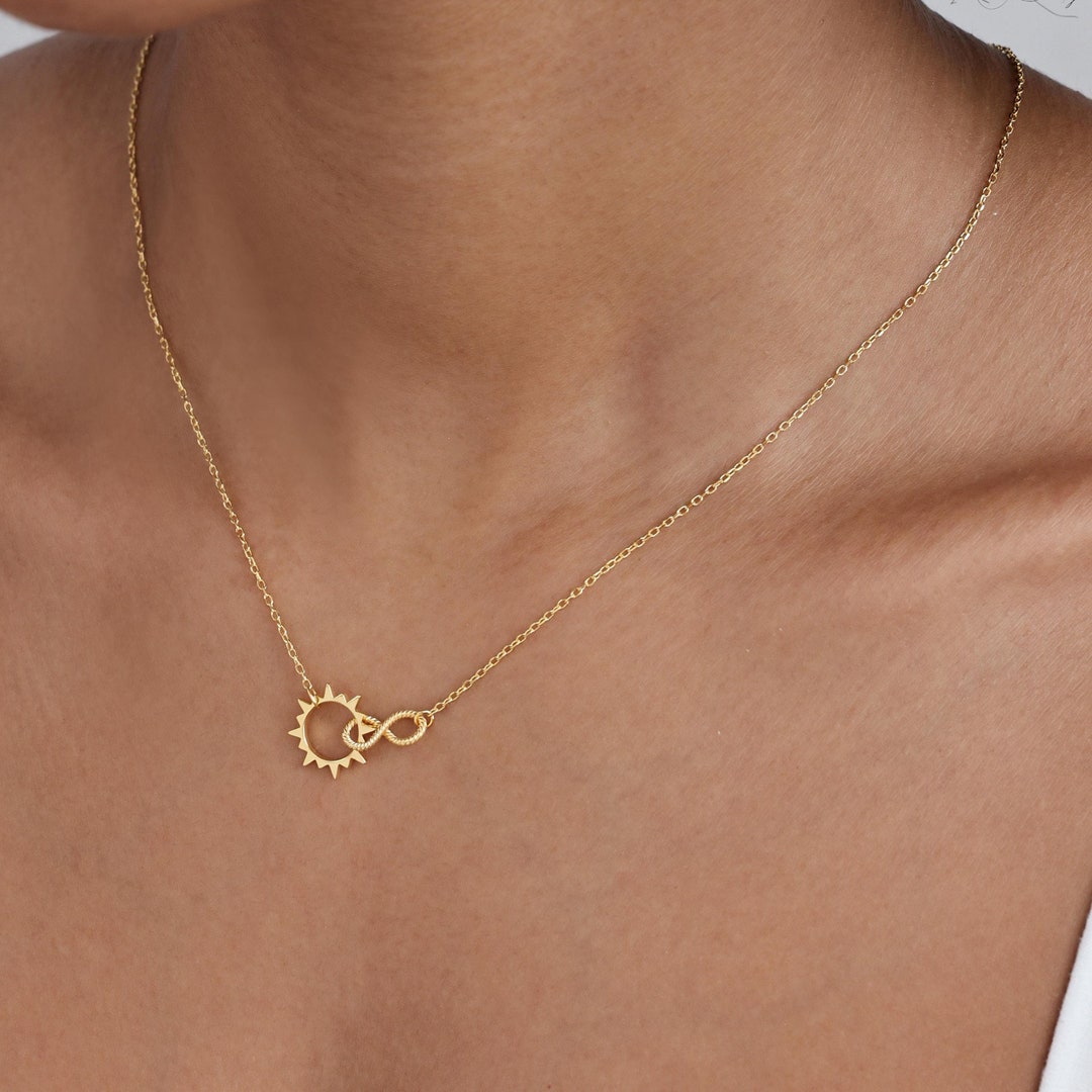 Sun Infinity Necklace | Silver Eternity Pendant | Sunshine Charm ...