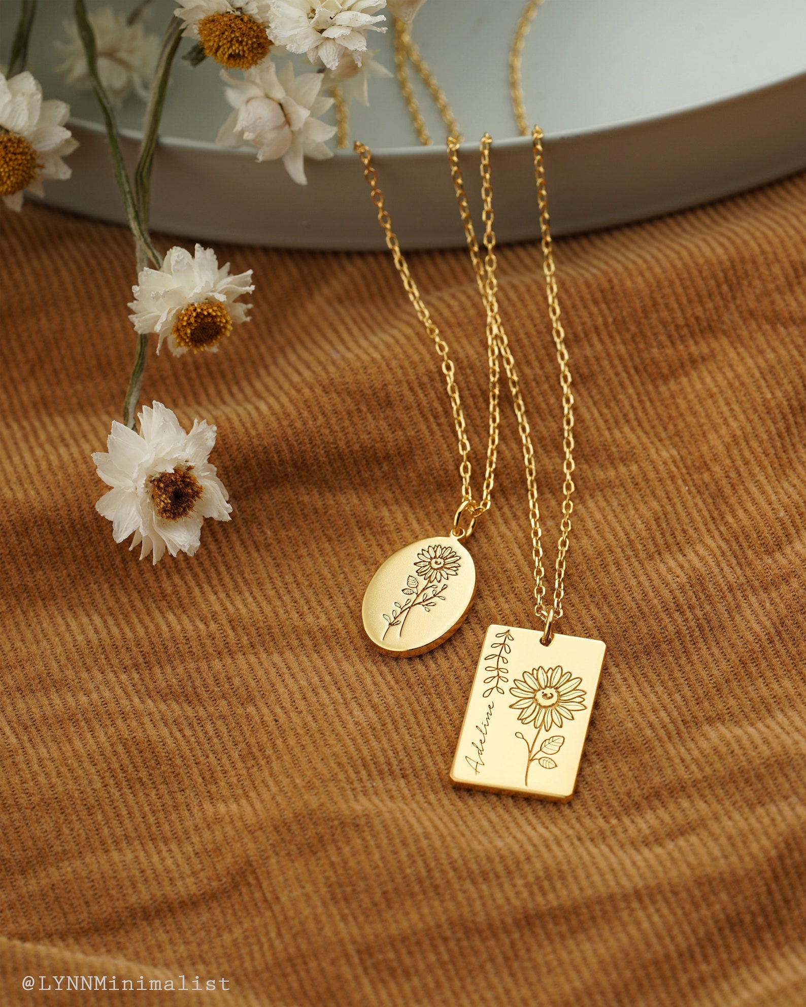 Personalized Sunflower Necklace | Sunflower Charm | Custom Flower ...