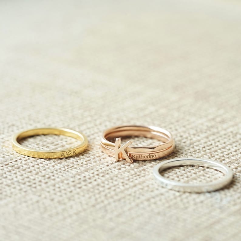 Custom Stacking Rings | Stacking Ring Set | Letter Ring | Band Name ...