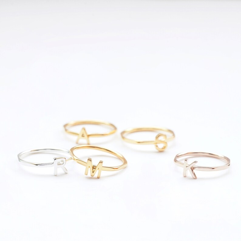 Custom Stacking Rings Stacking Ring Set Letter Ring Band - Etsy