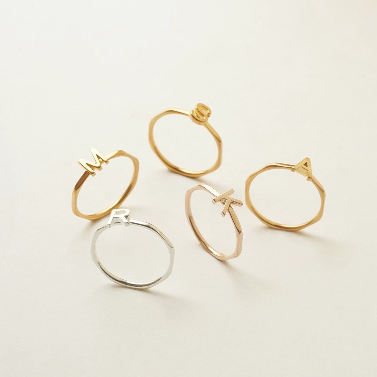 Custom Stacking Rings Stacking Ring Set Letter Ring Band - Etsy