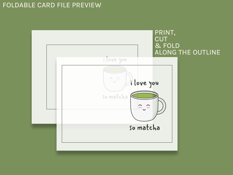 Matcha Card for Boyfriend, Love You so Matcha Greeting Card, Cute ...