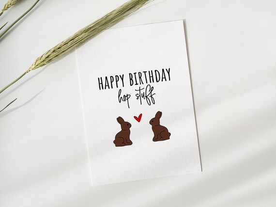 Happy Birthday Hop Stuff Card Funny Birthday Card for | Etsy