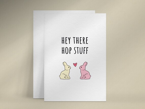 Hey There Hop Stuff Easter Card for Boyfriend Funny Printable Easter Bunny Card Cute Easter Card Etsy