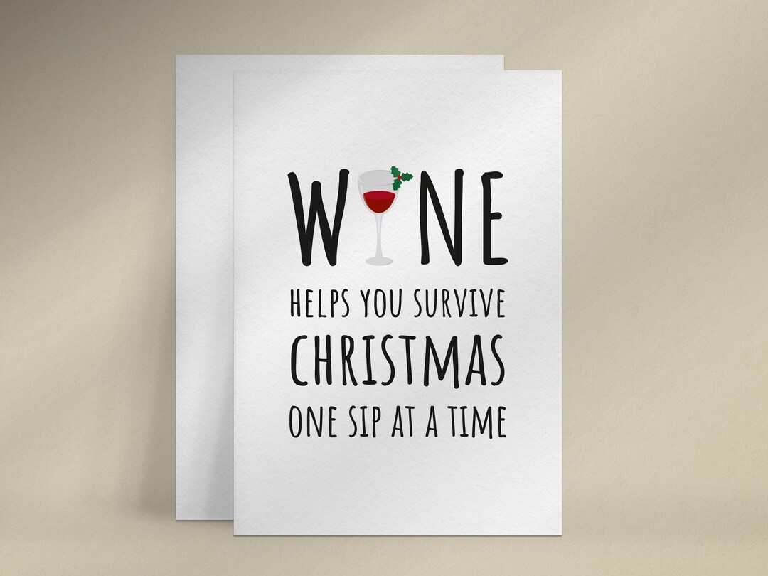 Wine Lover Christmas Card, Red Wine Themed Christmas Card for Friend ...