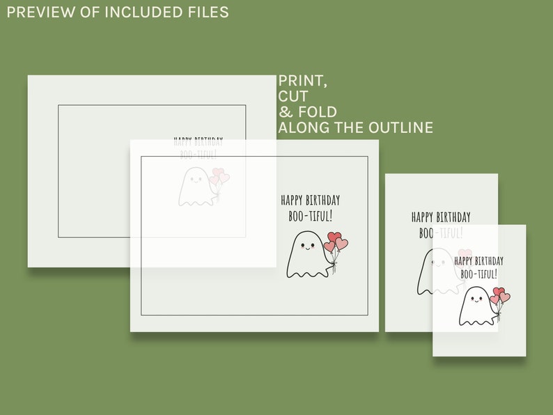 Happy Birthday Bootiful Card, Cute Boo Birthday Card, Ghost Balloons ...