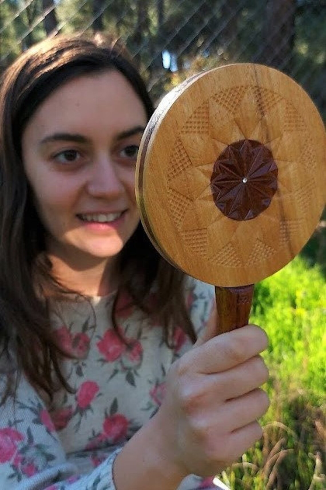 Mirror Wooden Mirror Hand Mirror Bathroom Mirror Wood Hand - Etsy