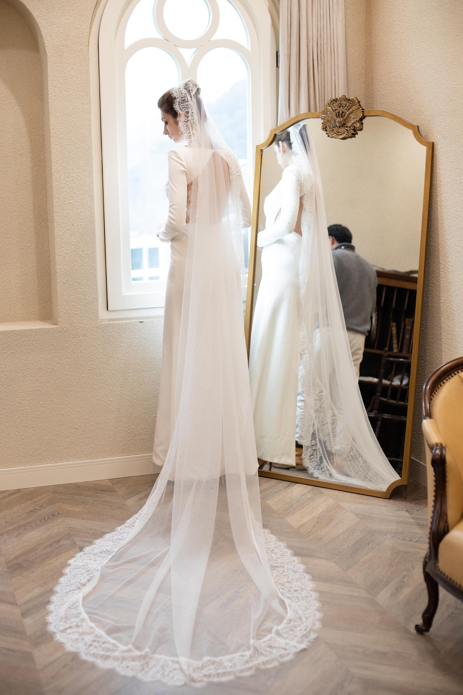 Soft Ivory Tulle, French Lace Wedding Veil , Cathedral & Chapel Lengths ...
