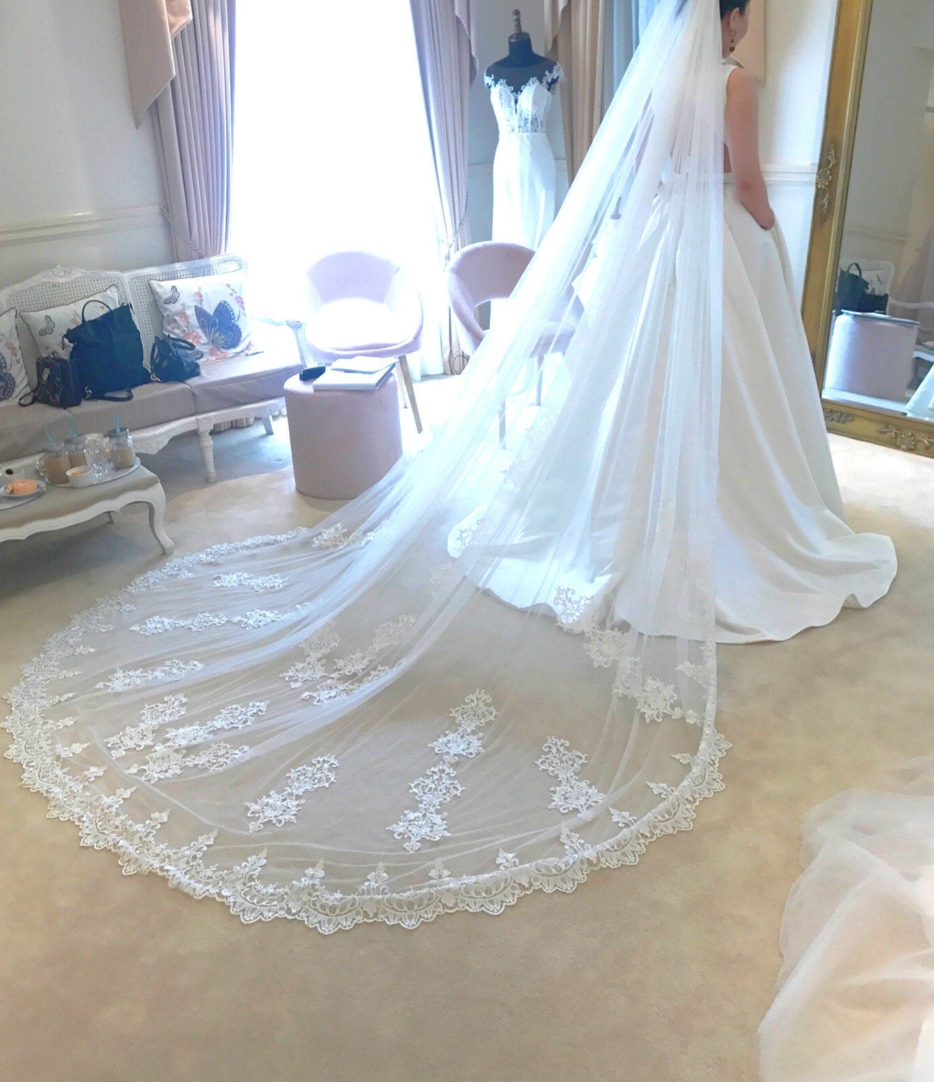 Royal Cathedral Veil | Lace Veil | Bridal Cape Veil - Etsy