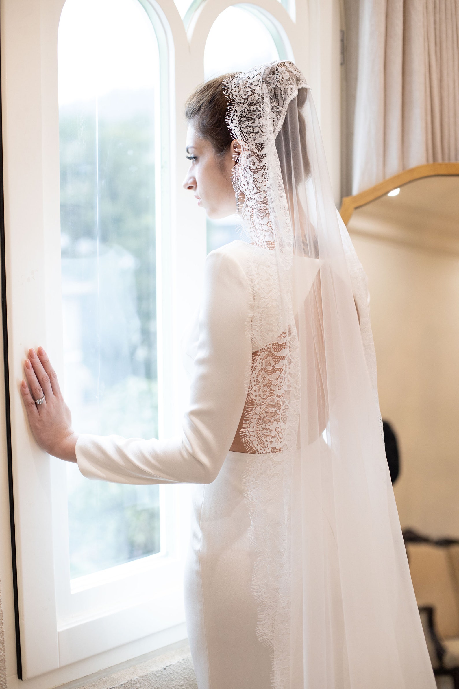 Soft Ivory Tulle, French Lace Wedding Veil , Cathedral & Chapel Lengths ...