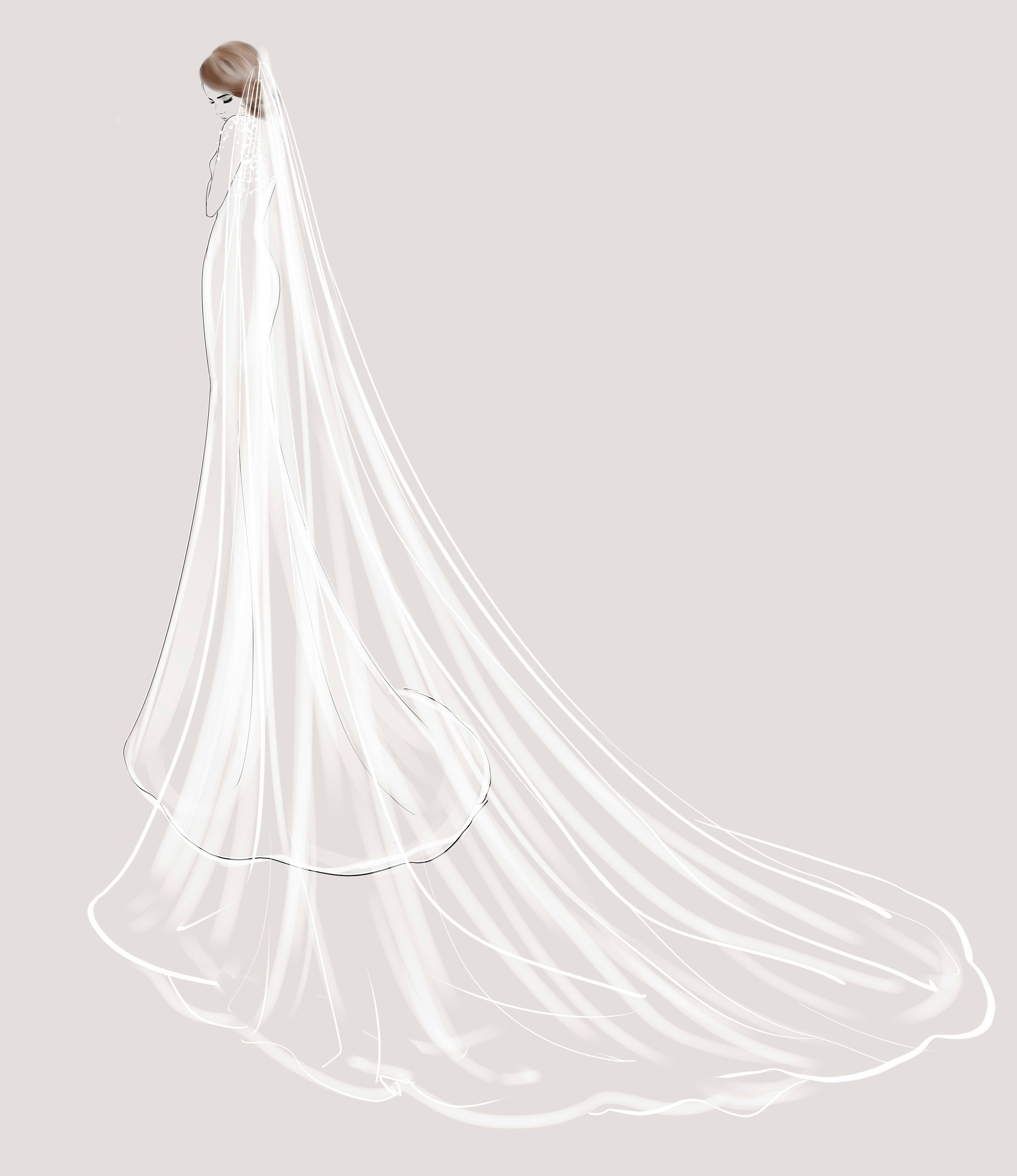 Sheer Simple Single Tier Wedding Veil, Chapel & Cathedral Lengths ...