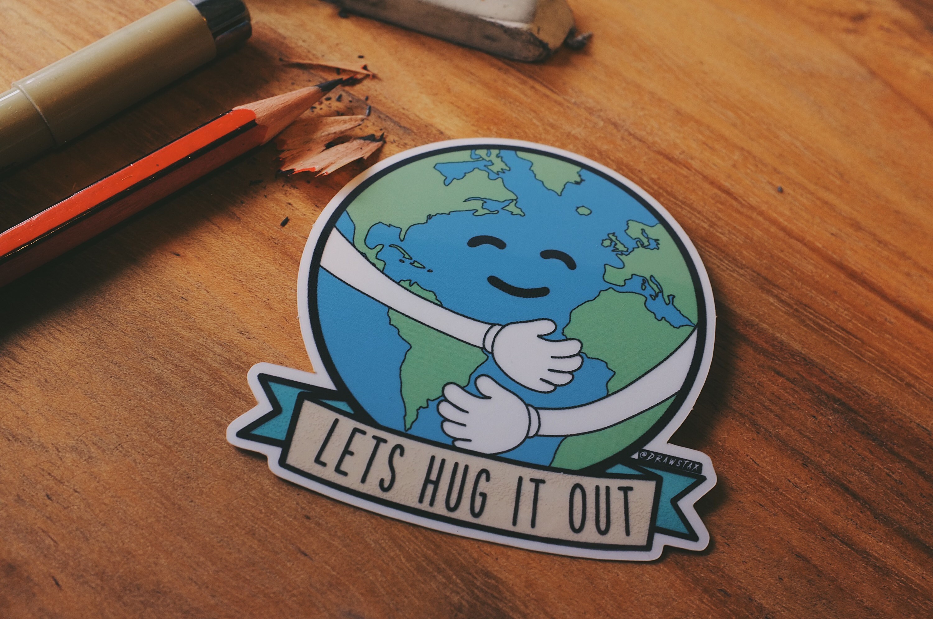 Lets Hug It Out Earth Semi-transparent Sticker Positive | Etsy
