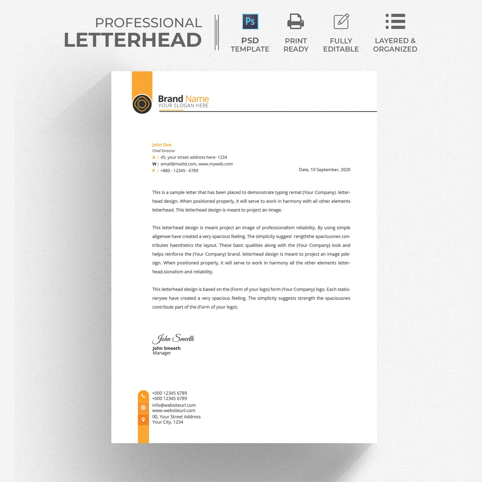 Editable Letterhead Template | Printable Letterhead | Modern Creative ...