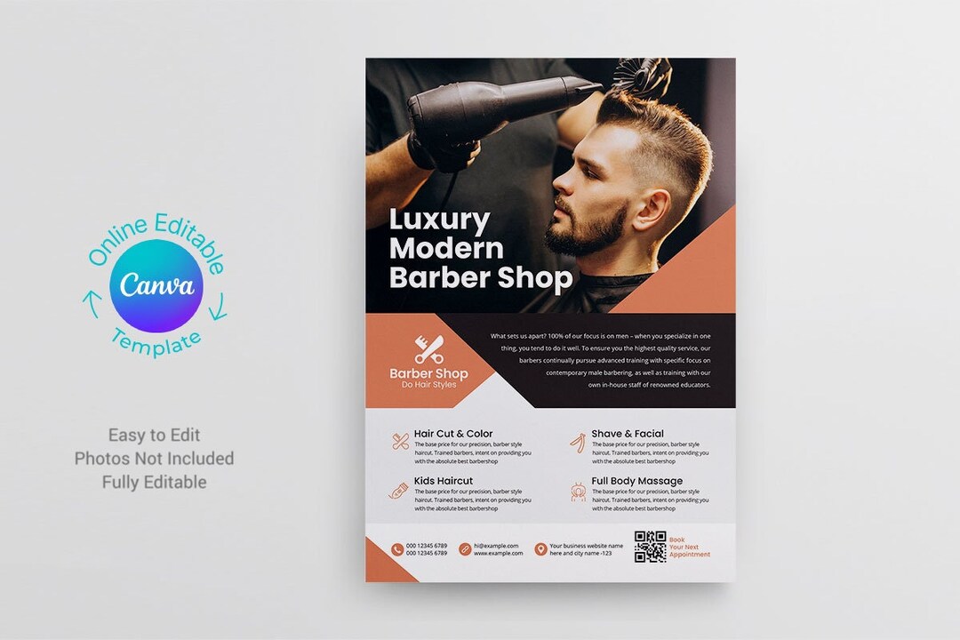 Barbershop Flyer Design Canva Template Online Editable Beauty Spa ...