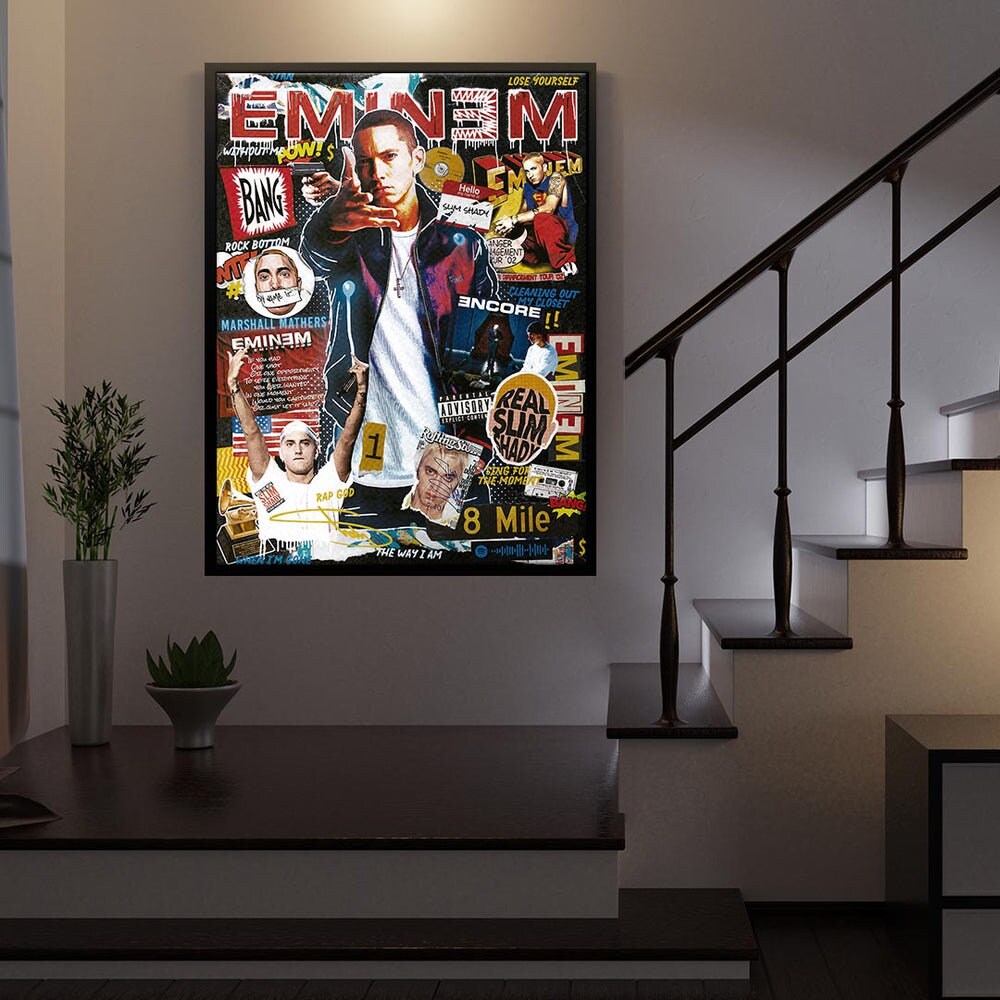 Eminem Canvas Picture Portrait Eminem Style Collage Premium Matte ...